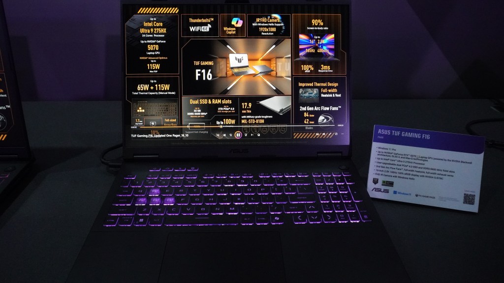 ASUS Unveils TUF Gaming F16 at Computex 2025: Packs RTX 5070, Intel ...